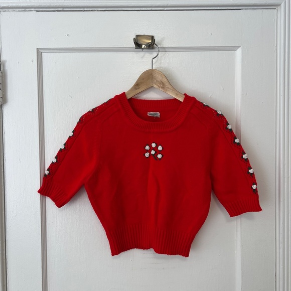 Sweaters | Vintage Cropped Sweater With Roses | Poshmark